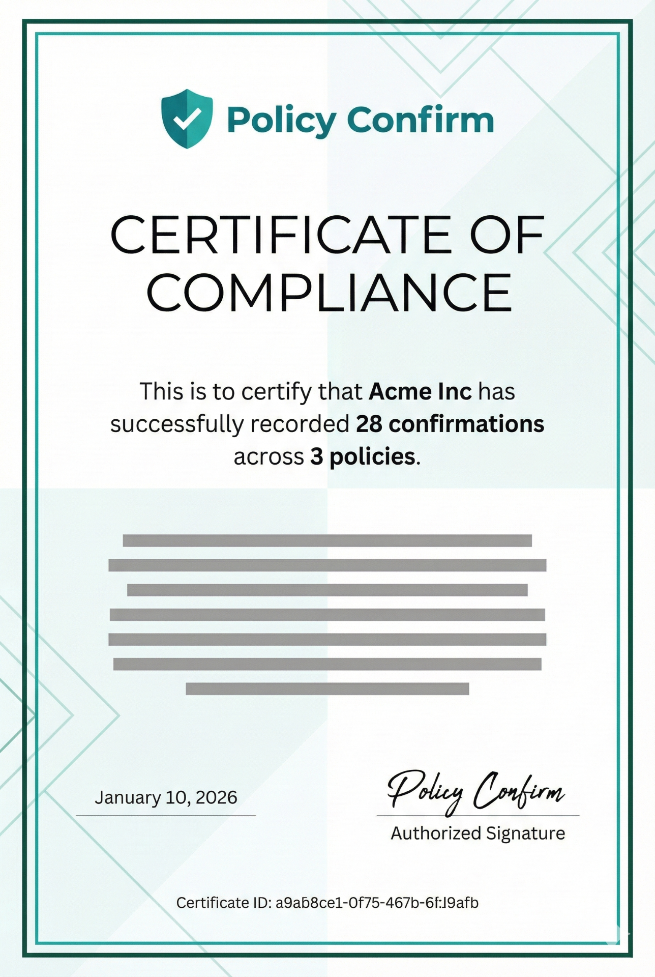 Policy Confirm – Policy acknowledgement software
